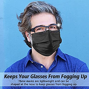 100PCS Face Masks, Masks Disposable, 3 Layer Protection Black Disposable Face Masks for Adult, Teenager, elderly