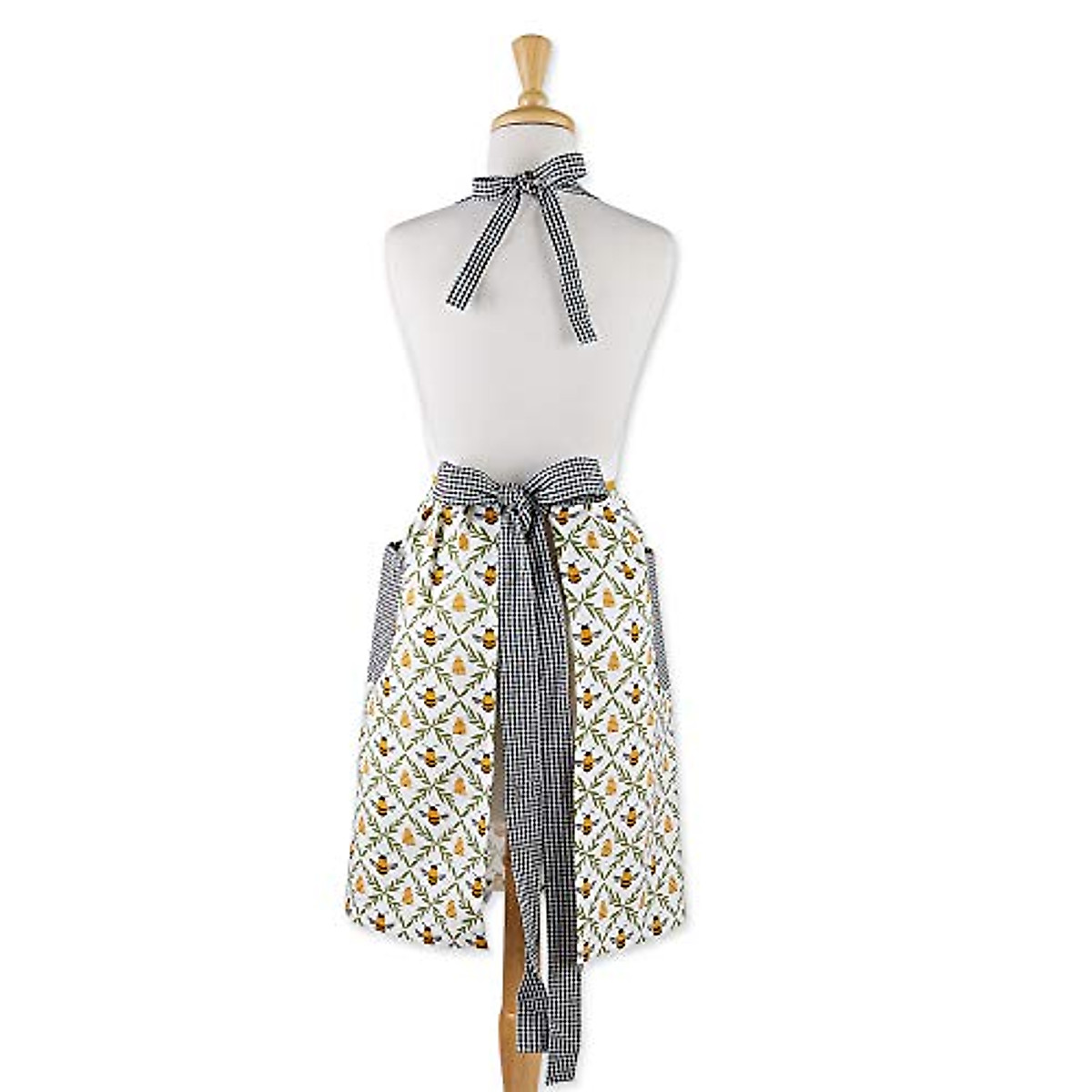 DII Women's Spring & Summer Apron Collection Adjustable, Two Large Pockets & Extra Long Ties, One Size Fits Most, Sweet Bee