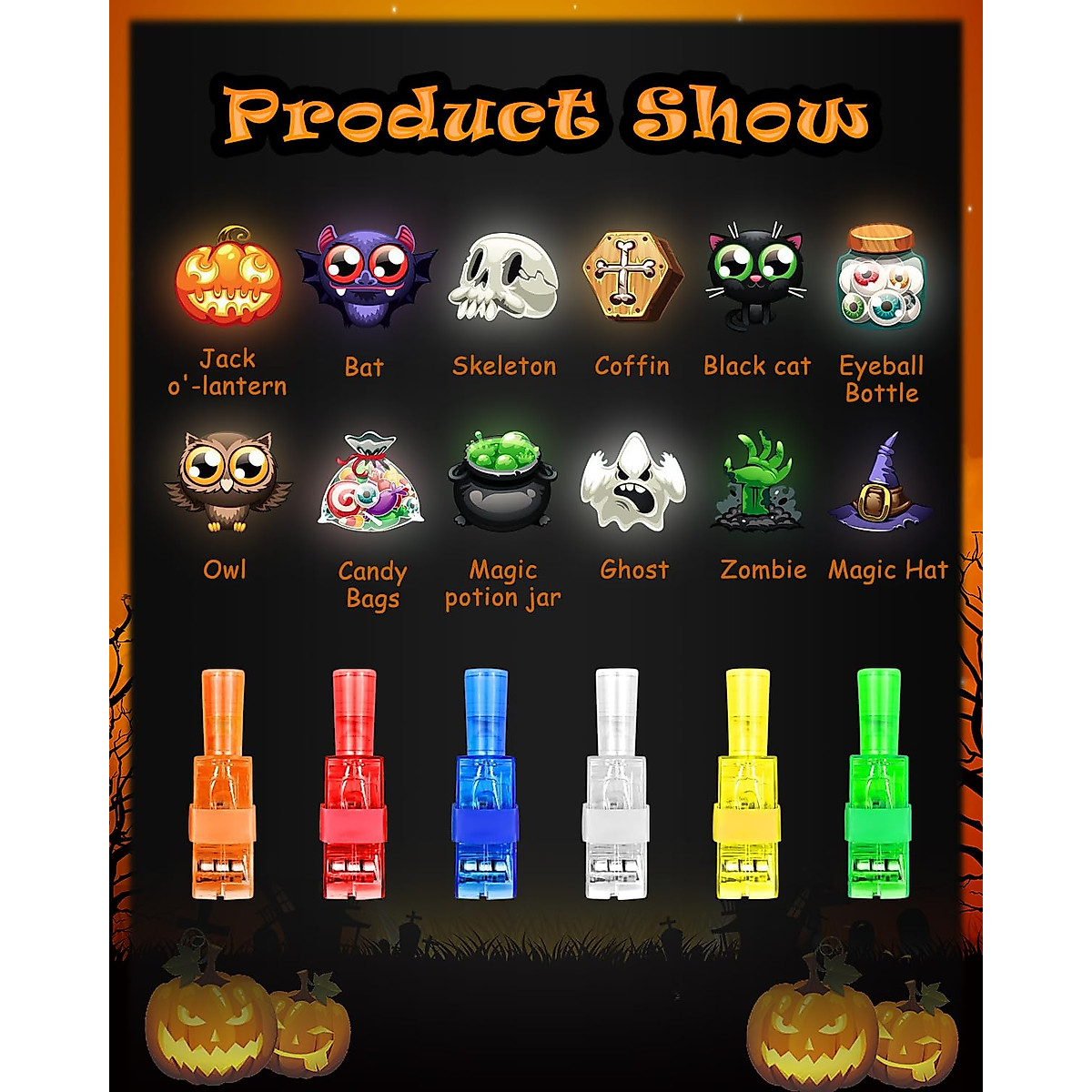 Voplintra 36Pcs Halloween Toys - Finger Lights. Ideal Halloween Party Favors for Kids. Great as Prize in Party Class and Trick or Treat Gift Bag Stuffers.