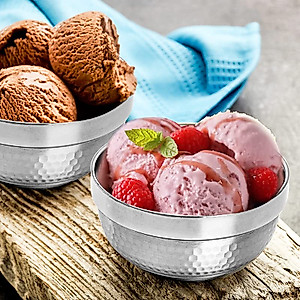 ZENFUN 6 Pack 304(18/8) Stainless Steel Bowls, 17 Oz Double-walled Insulated Bowls, Deep Round Soup Bowls Metal Snack Bowls, Anti-slip Bowls for Rice, Fruit, Ice cream, Food-grade Material