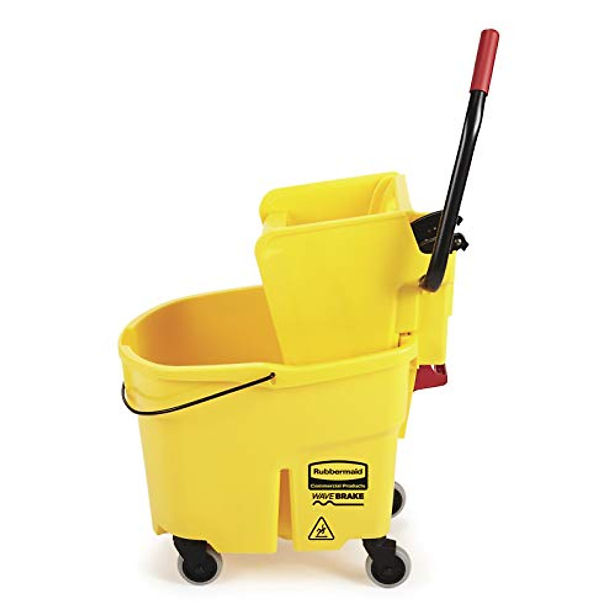 Rubbermaid Commercial Products, WaveBrake - Commercial Industrial Mop Bucket, 35 Quart, Yellow & Rubbermaid Commercial Universal Headband Blend Mop, Blue, Fg23800Bl00