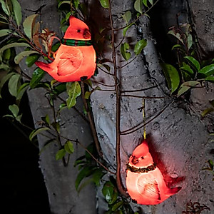 Christmas Cardinal Red Bird Lights 2pcs Garden Lantern Yard Decoration, Christmas Tree Hanging Decoration Battery Powered