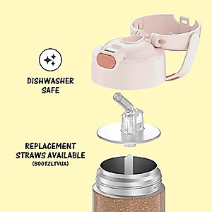 THERMOS FUNTAINER Water Bottle with Straw - 12 Ounce, Rose Gold Glitter - Kids Stainless Steel Vacuum Insulated Water Bottle with Lid