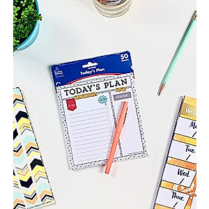 Carson Dellosa 5.75" x 6.25" Today's Plan To Do List Notepad, 50 Sheet Lined Paper Daily Planner Notepad, Daily Checklist, Teacher Daily To Do List, Productivity Task Planner