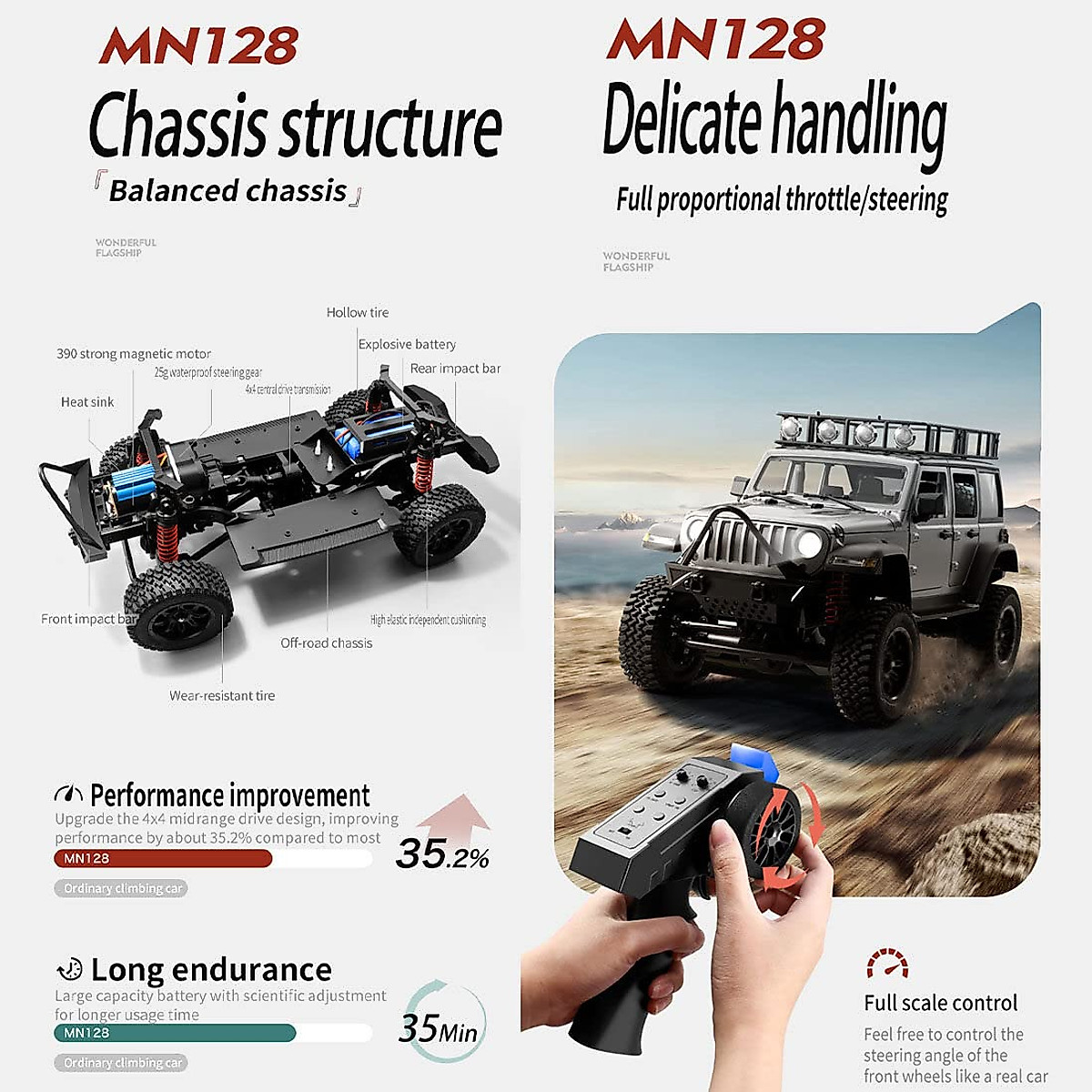 Ottima Mini Truck All Terrain RC Car, 1/12 AWD 2.4G RC Electric Off-Road Climbing Car Vehicle Model for Boys Kids and Adults