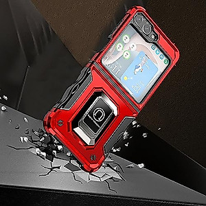 Phone case Compatible with Samsung Galaxy Z Flip 5 Case,Military Grade Drop Proof Protection Cover with 360° Rotation Kickstand Shockproof Dual-Layer Protection Phone Case Phone Protection (Color : V