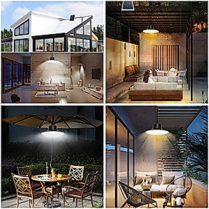 NIORSUN Solar Lights Outdoor, LED Solar Pendant Light 3000K|4000K|5000K| Dimmable Lighting with Remote Control, 16.4ft Cable IP66 Waterproof for Patio, Garage, Camp, Chicken Coop, Shed Barn