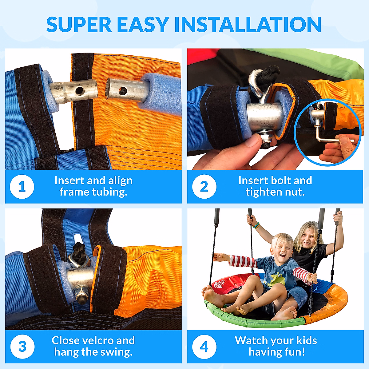 Playgoz 40" Saucer Swing for Kids Outdoor - Fun Circle Swing for Family and Friends - Reliable and Secure Round Swing for - Flying Saucer Swing Simply Installed