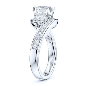 PRSTANI Sterling Silver Fancy Split Three Stone Style Round Brilliant Cut Genuine Moissanite Promise Engagement Ring (8)