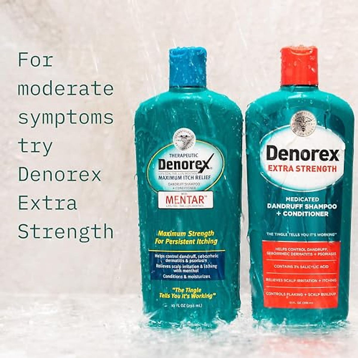 Denorex Therapeutic Dandruff Shampoo + Conditioner, Maximum Itch Relief 10 oz (Pack of 3)