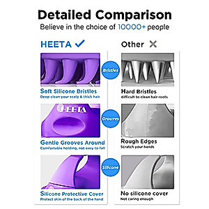 HEETA Shampoo Brush, 2-Pack Upgraded Wet and Dry Hair Scalp Massager Brush with Soft Silicone Hair Brush for Women, Men, Pets(Black & Purple)