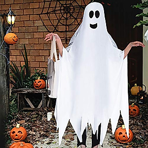 Geyoga Ghost Halloween Costume Tattered Gown Cosplay Role Play Supply Halloween Fancy Dress Costume for Child Over 8 Years Old, 4.27 x 3.94 Feet (Smile Style)
