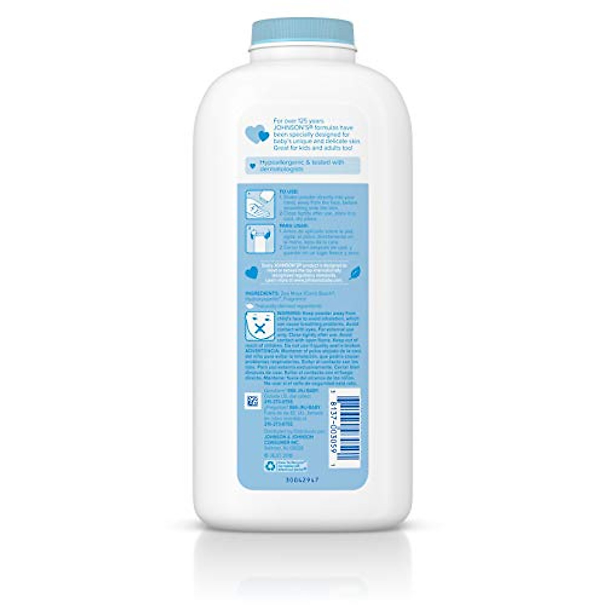Johnson's Baby Powder with Naturally Derived Cornstarch Aloe & Vitamin E, Hypoallergenic, 22 oz