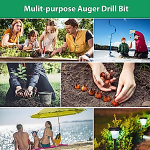 32" x 2" Extended Length Auger Drill Bit for Planting Bulb Flower & Bedding, Garden Plant Auger, No Need to Squat, Post Hole Digger for 3/8" Hex Drive Drill, Earth Auger Bulb Planter Tool