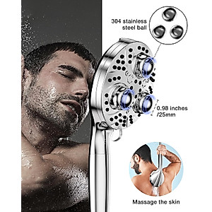Surpzon Filtered Massage Shower Head with Handheld Spray Combo, 10 Modes High Pressure Shower Heads with 3 Massage Beads, Detachable Shower Head with 59" Hose & Replaceable Filters for Hard Water