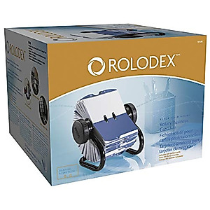 Rolodex Open Rotary Business Card File with 200 2-5/8 by 4 inch Card Sleeve and 24 Guide, 400-Card Cap, Black (67236)