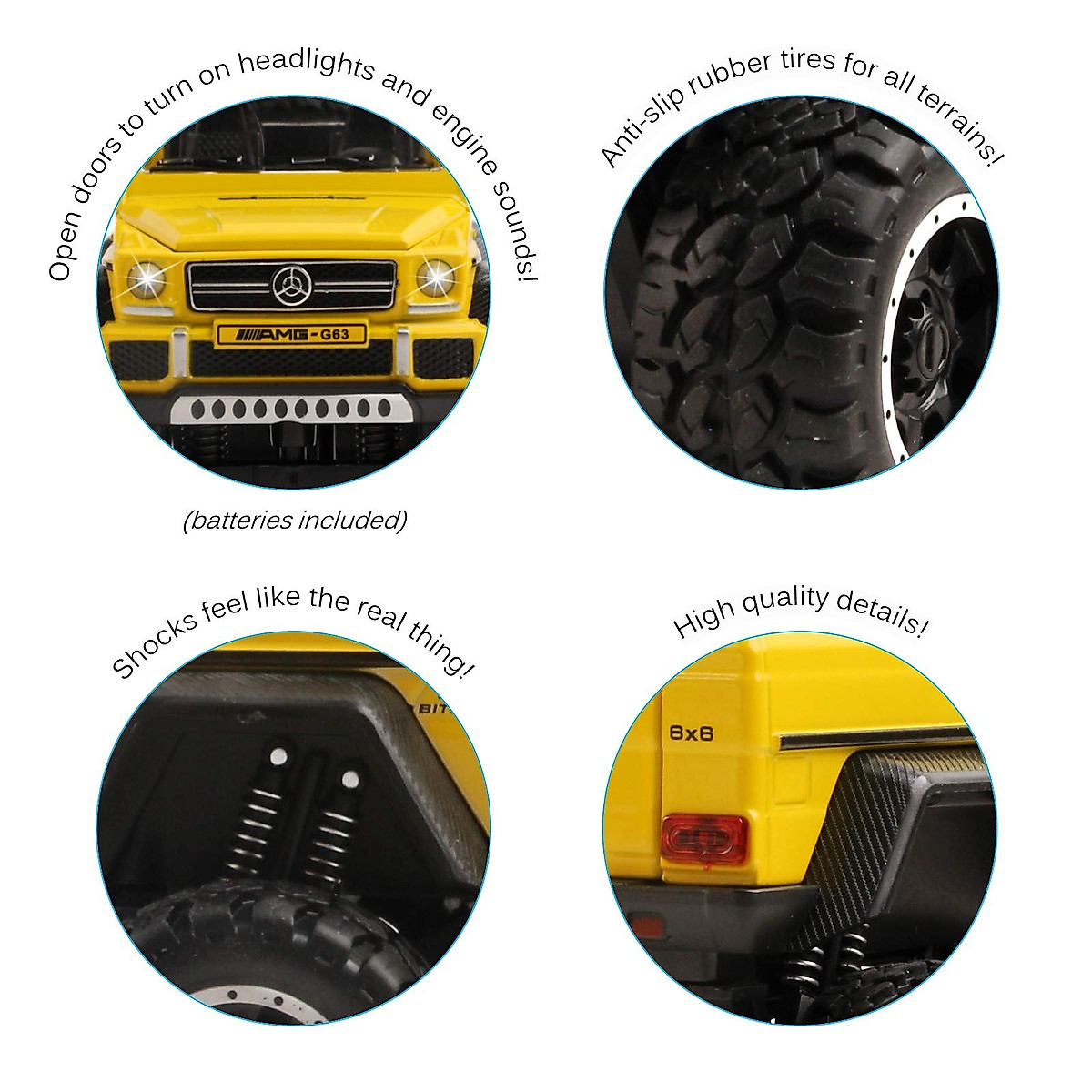 Vokodo Luxury Model Truck 6X6 Off-Road SUV 1:32 Scale G63 with Opening Doors Lights and Sounds Realistic Toy Vehicle Kids Exotic Car Freewheel Great Gift for Children Boys Girls Toddlers