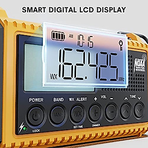 Hand Crank Radio Solar with LED Flashlight for Emergency, Portable NOAA Weather Radio with Rechargeable Battery for Outdoor Hurricanes, Battery Operated Radio with AM/FM/SW, SOS Alarm, Phone Charger