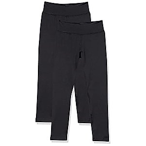 Amazon Essentials Girls' Full-Length Active Lightweight Leggings, Pack of 2, Black, Large