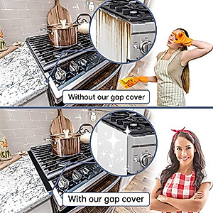 MSDADA 2 Pcs Silicone Stove Counter Gap Cover, Kitchen Counter Gap Anti-Slip Filler for Seals Spills Between Counter, Stovetop, Oven, Washing Machine (30 Inches, White）