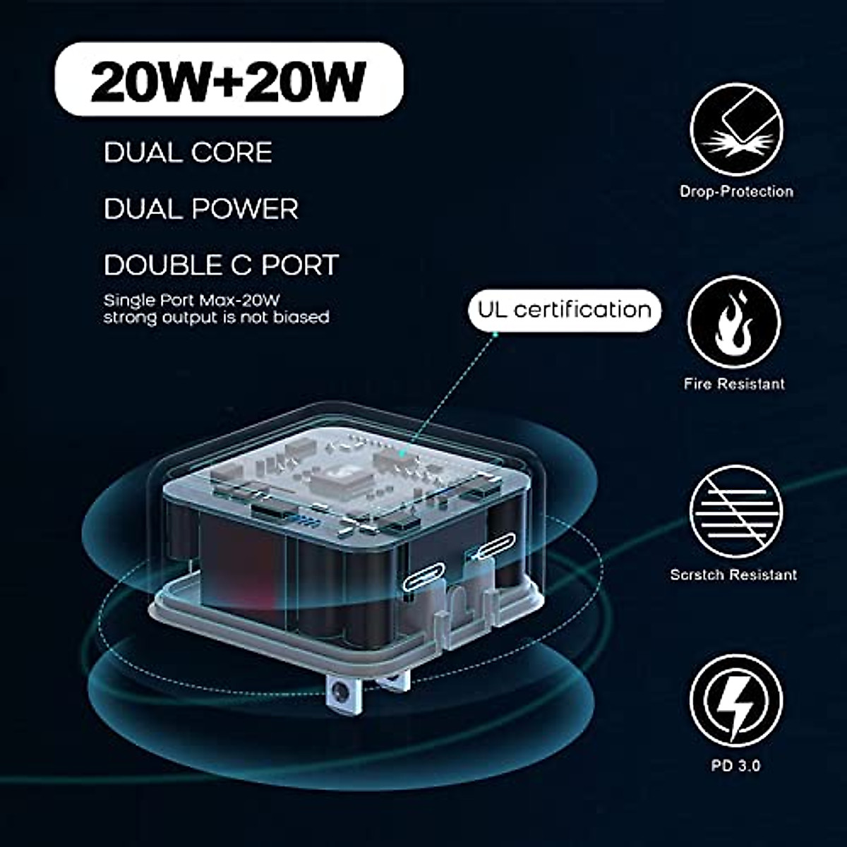 iPhone Charger Fast Charging, 40W Dual USB C Wall Charger [MFi Certified] 2Pack Super Quick Double Port Apple Charger with 10FT Long Lightning Cable for iPhone 14/14 Pro/14 Pro Max/14 Plus/13/12/11/X