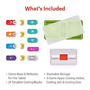 Osmo-Coding Starter Kit for Fire Tablet-3 Educational Learning Games Ages 5-10+-Learn to Code,Coding Basics & Coding Puzzles-STEM Toy Gifts,Boy & Girl(Osmo Fire Tablet Base Included-Amazon Exclusive)