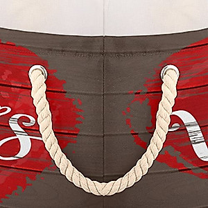 Valentine's Day Love Heart Shape Large Round Baskets for Storage Laundry Baskets with Handles Blanket Storage Basket for Bathroom Shelves Bins for Organizing Nursery Hamper Girl Boy