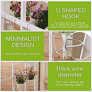 4 Pack Round Hanging Railing Planters, Flower Pot Holders Metal Pot Plant Basket, Shelf containers for Indoor and Outdoor use (White)
