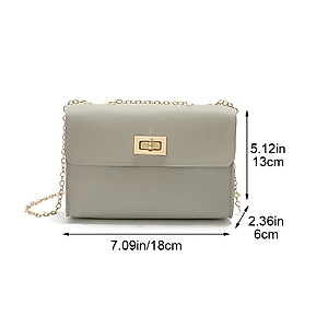 Women'S Crossbody Bag Chain PU Leather Shoulder Bag With Twist Lock Flap Casual Messenger Bags