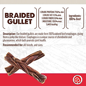 Best Dog Chews Braided Gullet Sticks-100% Natural and Delicious Dog Treats and Protein Rich Chews-Fully Digestible Promotes Joint & Dental Health for All Breed Sizes Dogs and Puppies 12inch (2 Count)