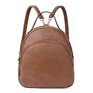 CLUCI Small Backpack Purse for Women Leather Women's Backpack Handbags Fashion Bookbag Mini Convertible Lady Travel Backpack Brown