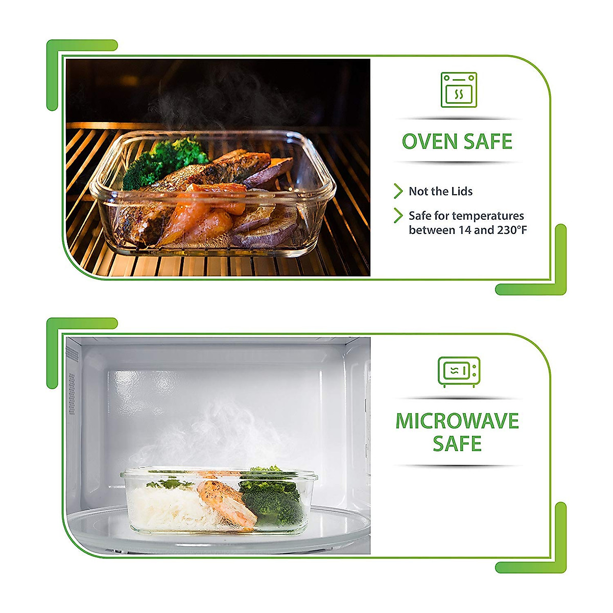 [5-pack, 30oz] Glass Container Food Storage Containers with Lids - Leak Proof Meal Prep Container Glass Lunch Containers - Freezer Containers Microwave Oven Dishwasher Safe