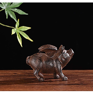 BRASSTAR Cast Iron Flying Pig Statue Paperweight Garden Home Office Desk Decor Collection Animal Figurine PTWQ008