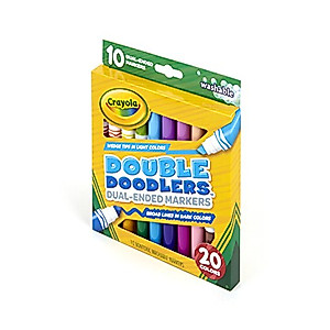 Crayola Dual-Tip Washable Markers, Broad Line & Chisel Tip, 10 Count
