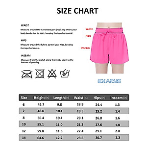 Girls Athletic Flowy Shorts with Inner Pockets Butterfly Running Active Workout Sports Elastic Waist Shorts for Kids Pink 10Y