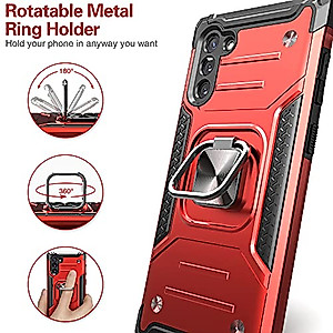 IDYStar Galaxy Note 10 Case for Women Girls, Hybrid Drop Test Cover with Card Mount Kickstand Slim Fit Protective Phone Case for Galaxy Note 10, Red