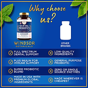 Oral Probiotics for Teeth and Gums - 3BN CFU Lactobacillus Salivarius Acidophilus Rhamnosus Streptococcus - Bad Breath Treatment for Adults - 45 Chewable Mint Dental Probiotic Tablets for Women & Men