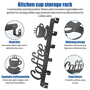 Soaying Coffee Mug Holder Wall Mounted,Coffee Bar Decor Sign,Coffee Cup Rack Holds,Coffee Sign Mug Hanger,Coffee Mug Rack