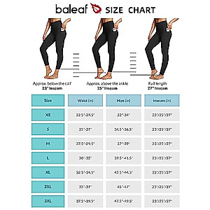 BALEAF 7/8 Workout Athletic Leggings for Women High Waist Soft Yoga Running Petite Ankle Pants with Deep Pockets Black M