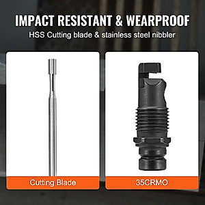 VEVOR Double Head Sheet Metal Nibbler Cutter, 360 Degree Metal Nibbler Drill Attachment with Extra Punch and Die, Cutting Hole Accessory and Step Drill Bit, for Straight Curve and Circle Cutting