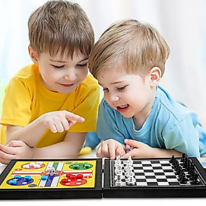 5 in 1 Small Magnetic Checkers Board Game Set Travel Game Road and Flight Trip Essentials Magnetic Travel Chess Checkers for Trip Camping Activities Party Game for Adults and Teens