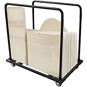 Table Cart Folding Cart Rack for 60" Round Heavy Duty Desk Trolley Black Push Cart with Mute Wheel 10 Table Capacity Fits for Hotel and Conference Center Use,45.3 X 45.3 X 29.1''