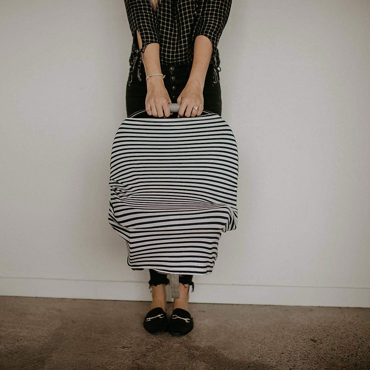 Parker Baby 4 in 1 Car Seat Cover for Girls and Boys - Stretchy Carseat Canopy, Nursing Cover, Grocery Cart Cover, High Chair Cover - "Pine"