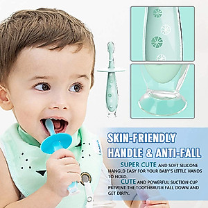 Lila Toddler Toothbrush, Training Baby Toothbrush Silicone 2 Pack, Infant Extra Soft/Tough Bristles, Anti-chocking/Anti-Fall Design, 100percent Food Grade Silicone, BPA/PVC, Unisex Count(Pack of 1)
