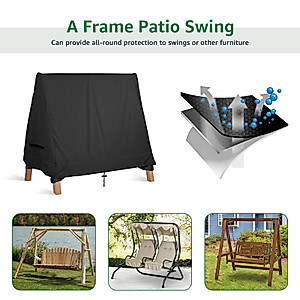 Outdoor Swing Cover A Frame 420D Waterproof Porch Swing Cover UV Resistant Weather Protector Patio Furniture Cover for Outdoor Furniture 72x67x55 Inch (Black)