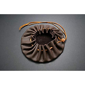 ROG Handmade Leather Drawstring Tinder Pouch (Brown Leather, 7")