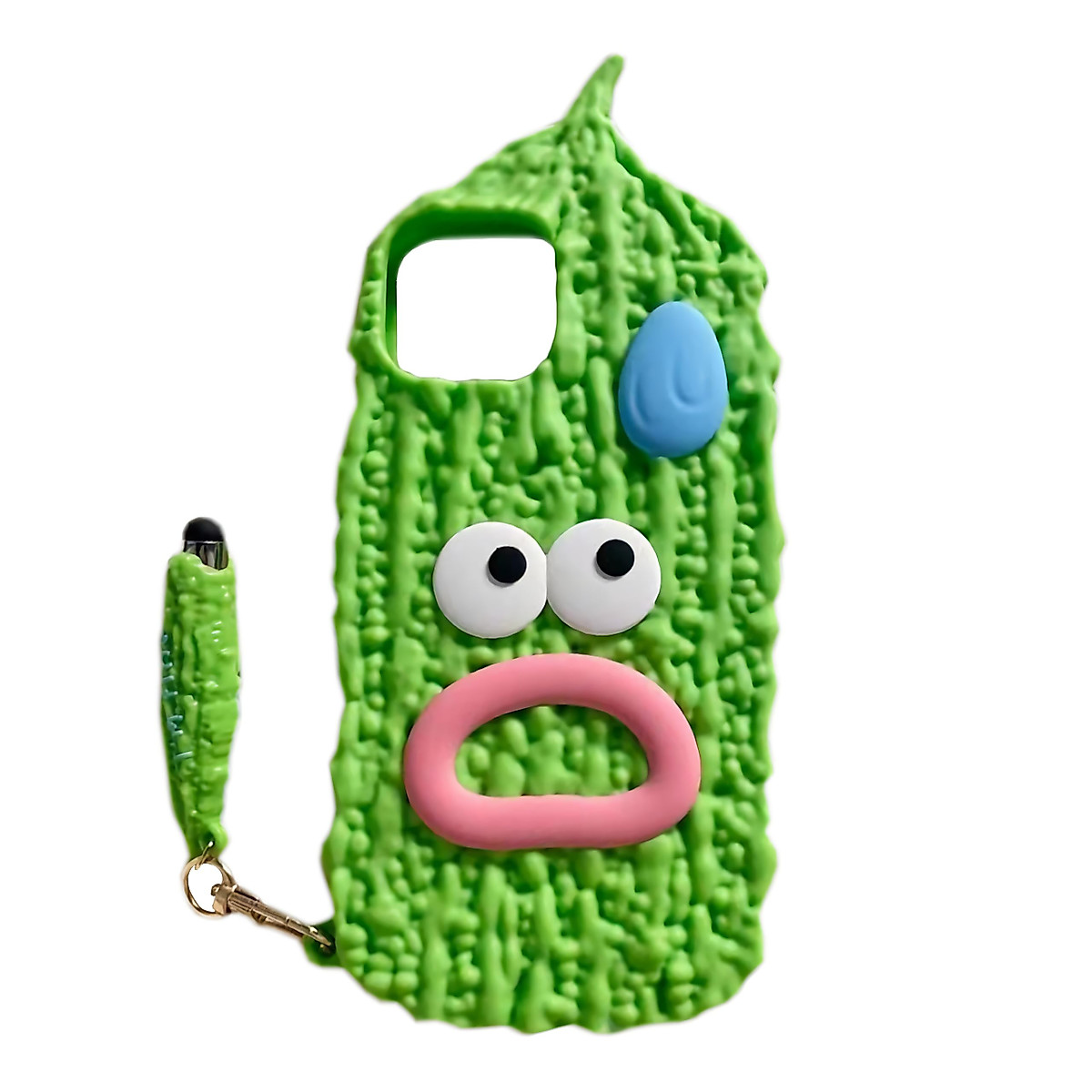 Seconddog 3D Silicone Case Compatible with iPhone 13 Pro Max, Retro Classic Creative Soft Rubber Bumper Cover Cool Fun Thick Protective Stand Case (Balsam pear Design)