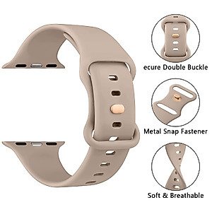 Sport Bands Compatible with Apple Watch Band 41mm 40mm 38mm, Silicone Waterproof Strap for Apple Watch SE2 SE Series 10 9 8 7 6 5 4 3 Women Men, Beige, 38/40/41/42mm(Series 10)