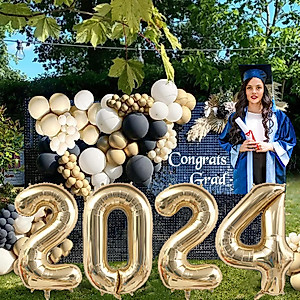 2024 Balloons Huge Light Gold 40 Inch 20-24-22-40 Large Champagne Gold Helium Mylar Foil Number Balloon Anniversary Festival Birthday Halloween Party Supplies Big Class of 2024 Graduation Decoration