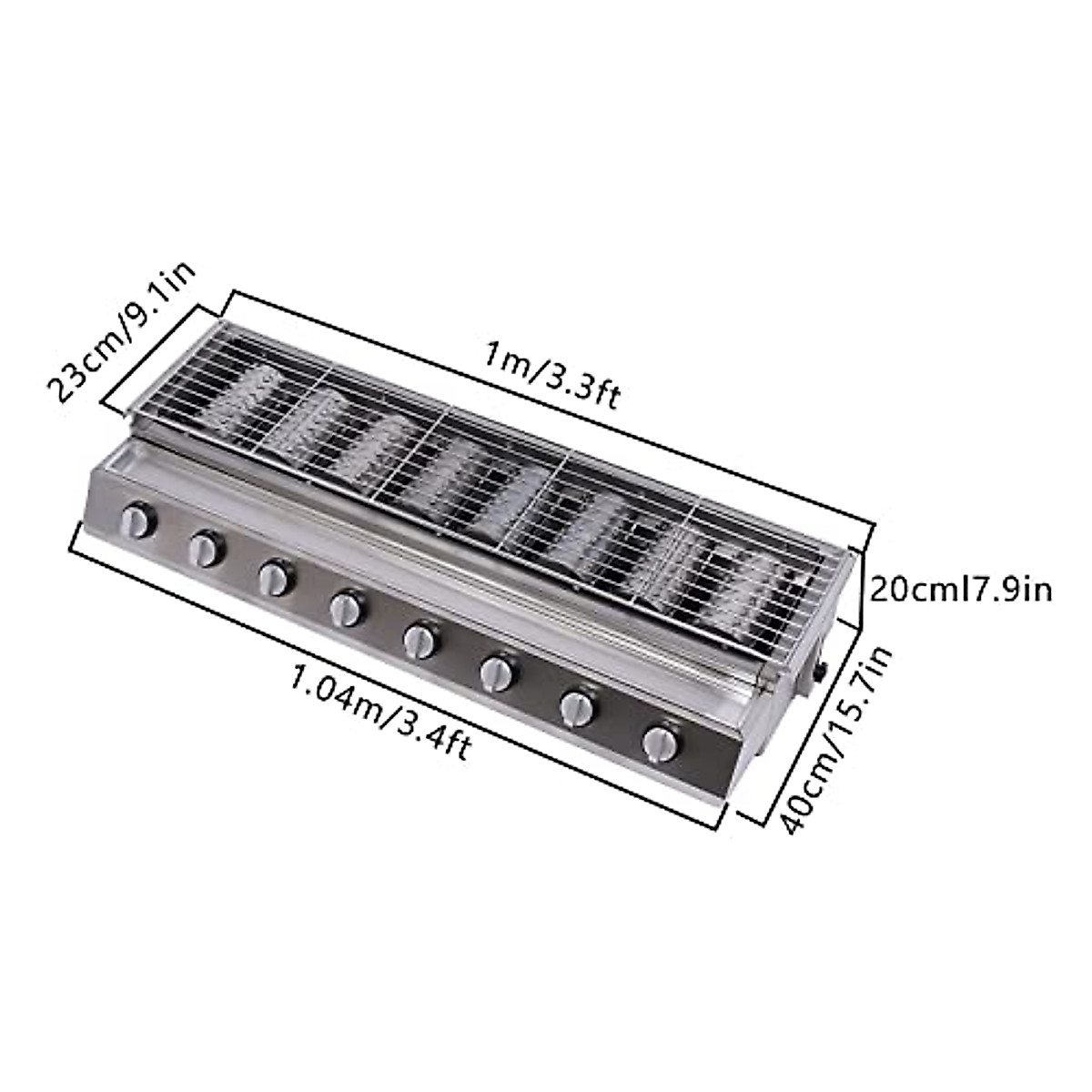 8 Burner Portable Outdoor BBQ Grill Large Stainless Steel Patio Garden Barbecue Grill Outdoor Party Grill Commercial Adjustable Height